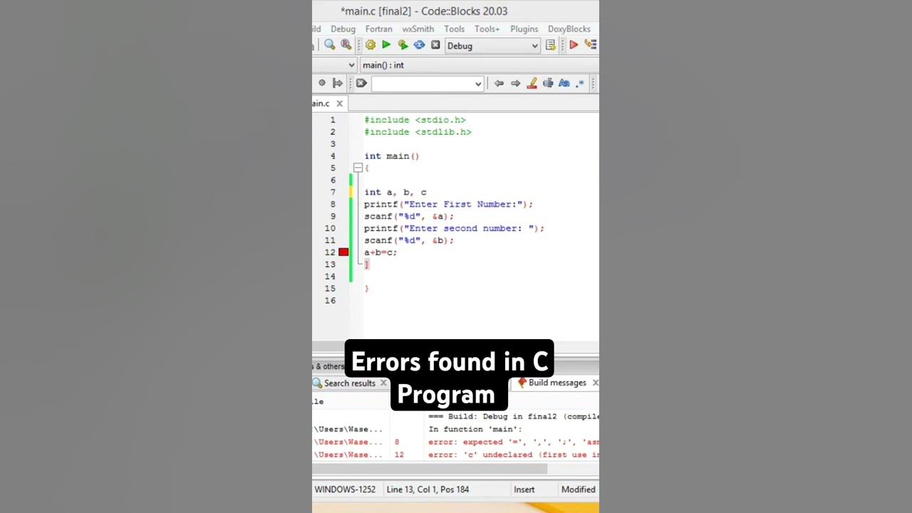 Errors Found In C Program Code Coding Syntaxerror Clanguage Clanguageforbeginners