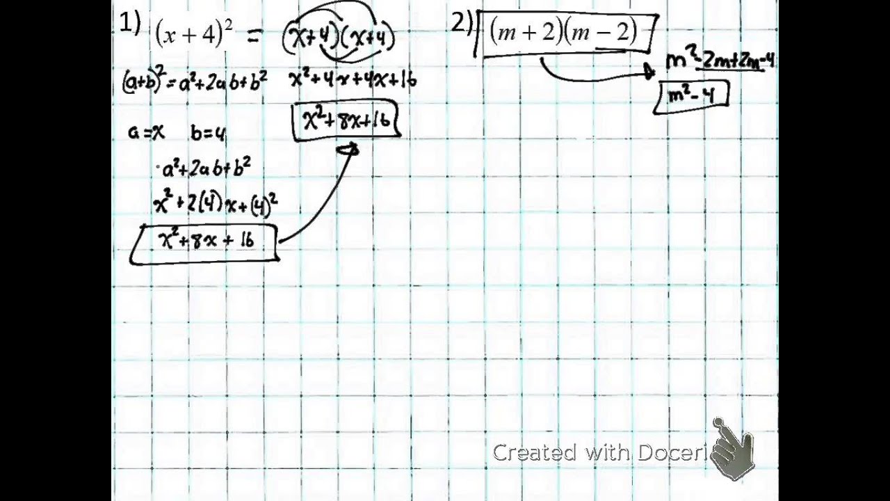Alg. 1 -120414- Multiplying Polynomials (Special Cases) - YouTube
