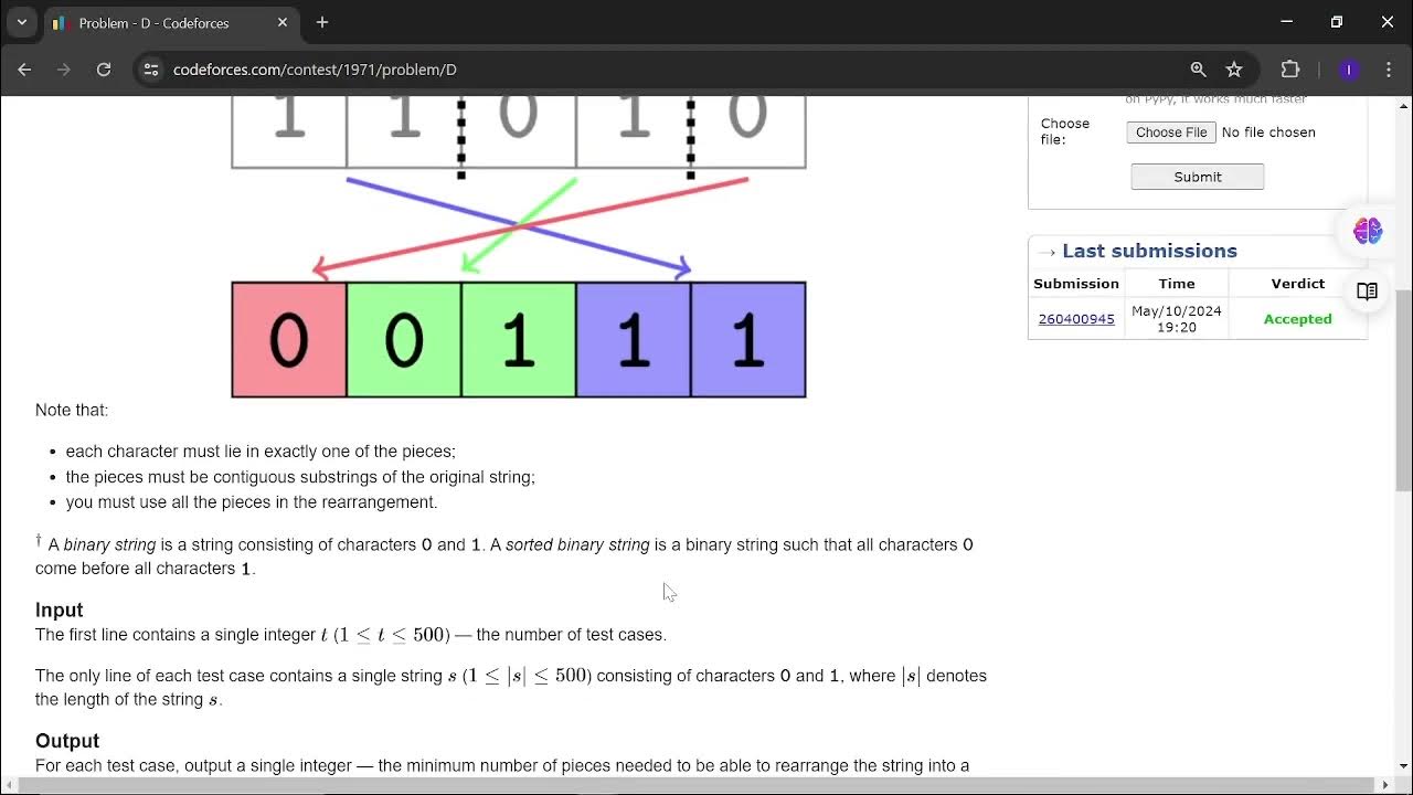Codeforces Round 944 Div 4d Binary Cutwith Pyhton Youtube