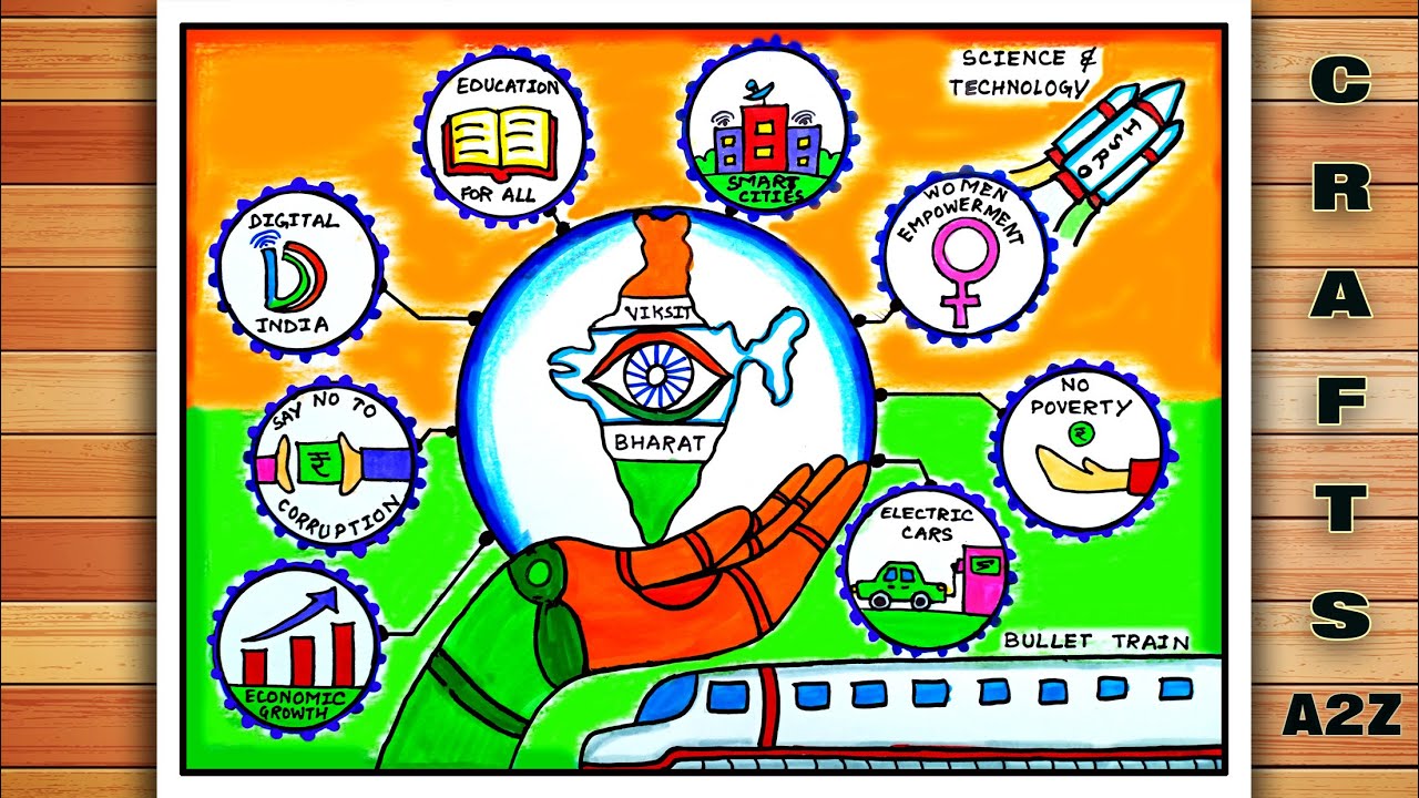 Viksit Bharat Poster Drawing | New India Empowerd India Drawing ...