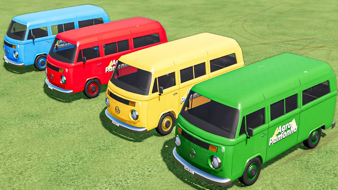 Mini Bus of Colors! Transport KOMBI Bus to Amimal Farm with Truck ...