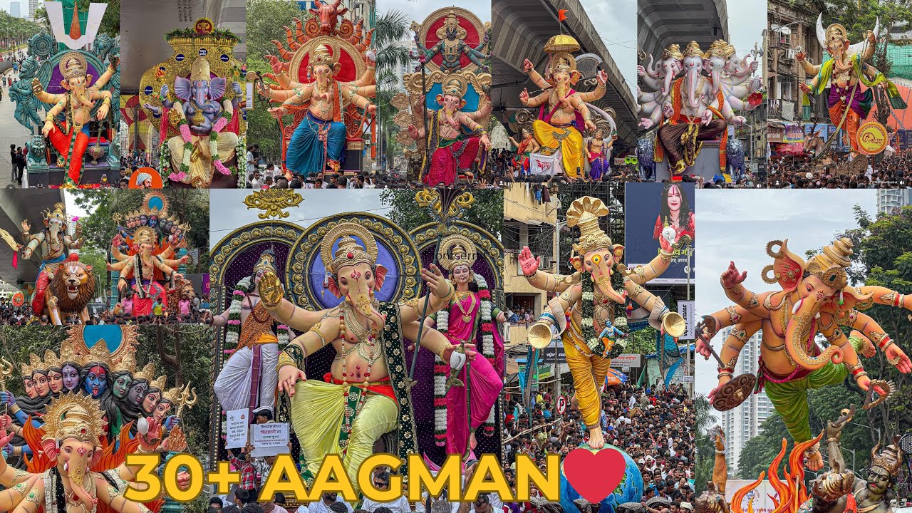 BIGGEST GANPATI AAGMAN OF MUMBAI || 30+ GANPATI AAGMAN IN VIDEO || Like ...