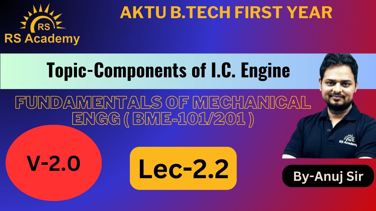 COMPONENTS OF IC ENGINE | FME | BME-(101/201) | UNIT-2 | LEC-2.2 | BY-ANUJ SIR | RS ACADEMY AKTU ...