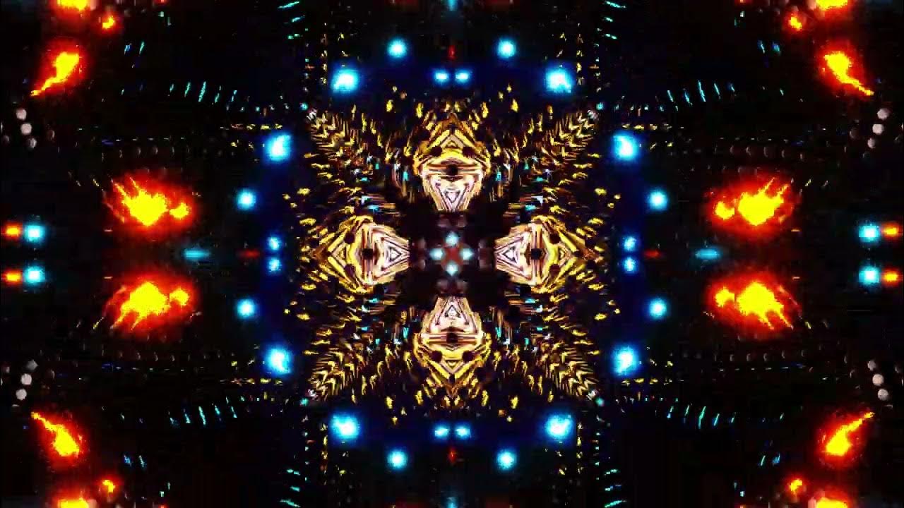 4K Animation. VJ Loop. Very colorful animation design with black background. Kaleidoscope VJ ...