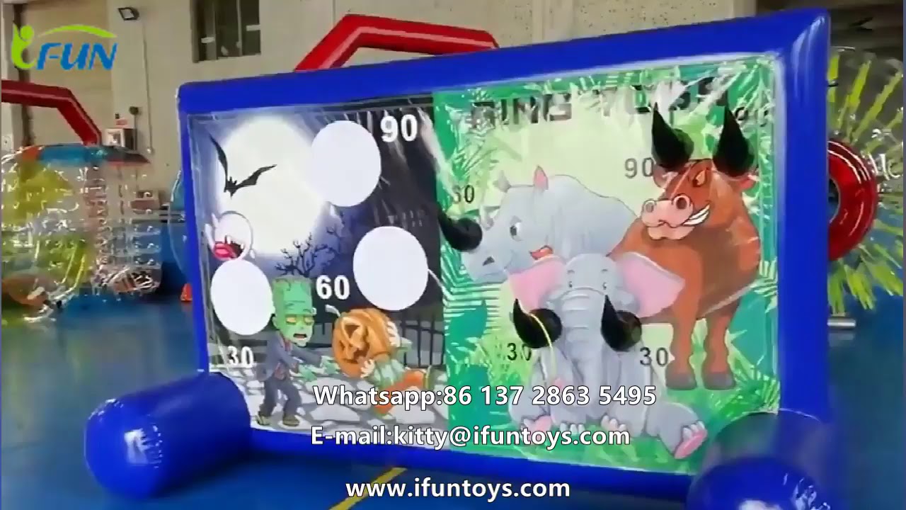 2-1 Inflatable Velcro Target and Hoopla Air Frame Game - YouTube