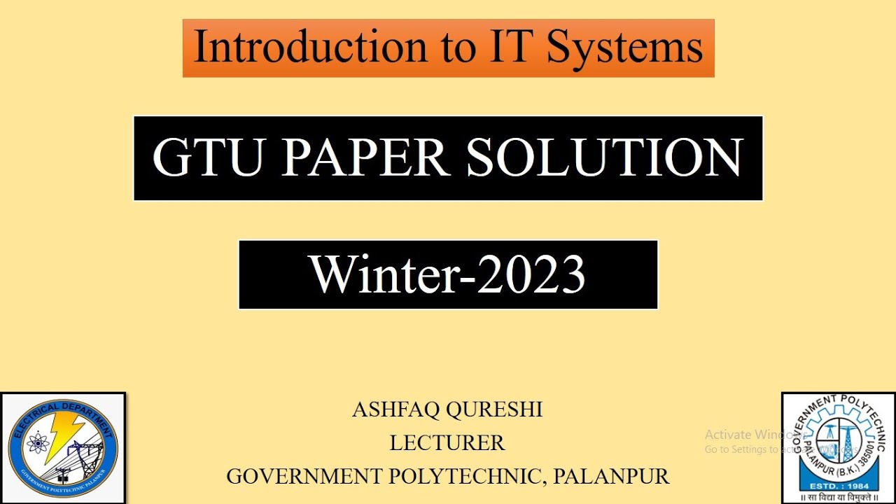 IIS-GTU PAPER SOLUTION-WINTER-2023 - YouTube