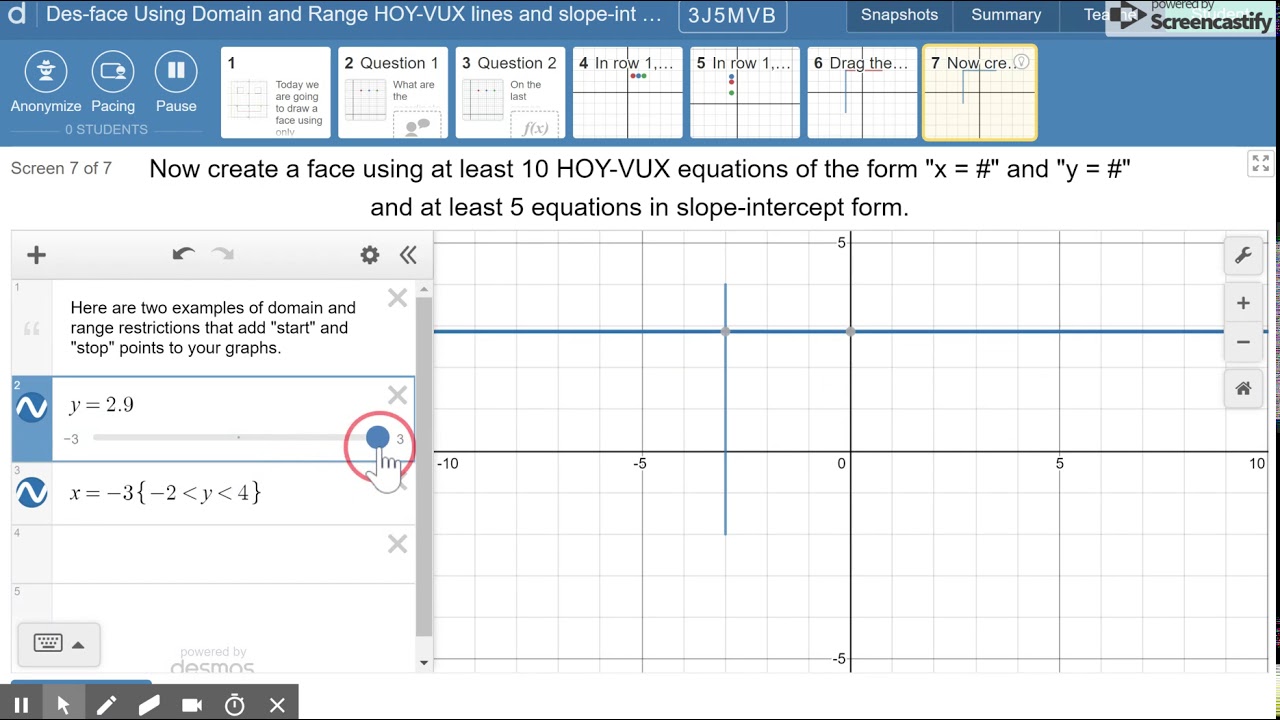 Des-face Using Domain and Range HOY-VUX lines and slope-int form ...