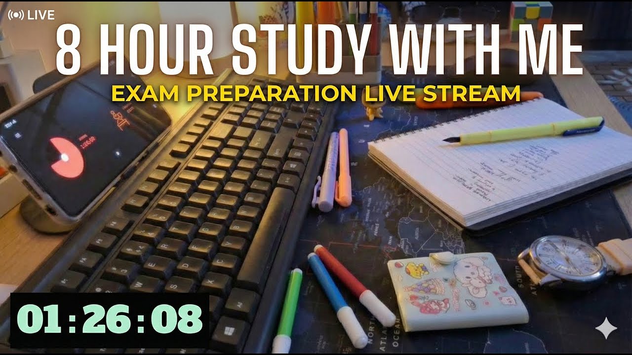 8 hr Study Live Stream : Live 📚with calming music 🎧🎶 | Deep Focus 🌛 ...