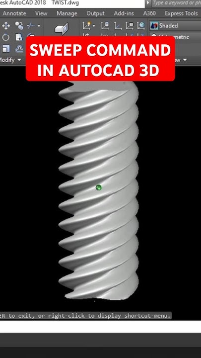 SWEEP COMMAND IN AUTOCAD 3D #shorts #autocad #sweepcommand # ...