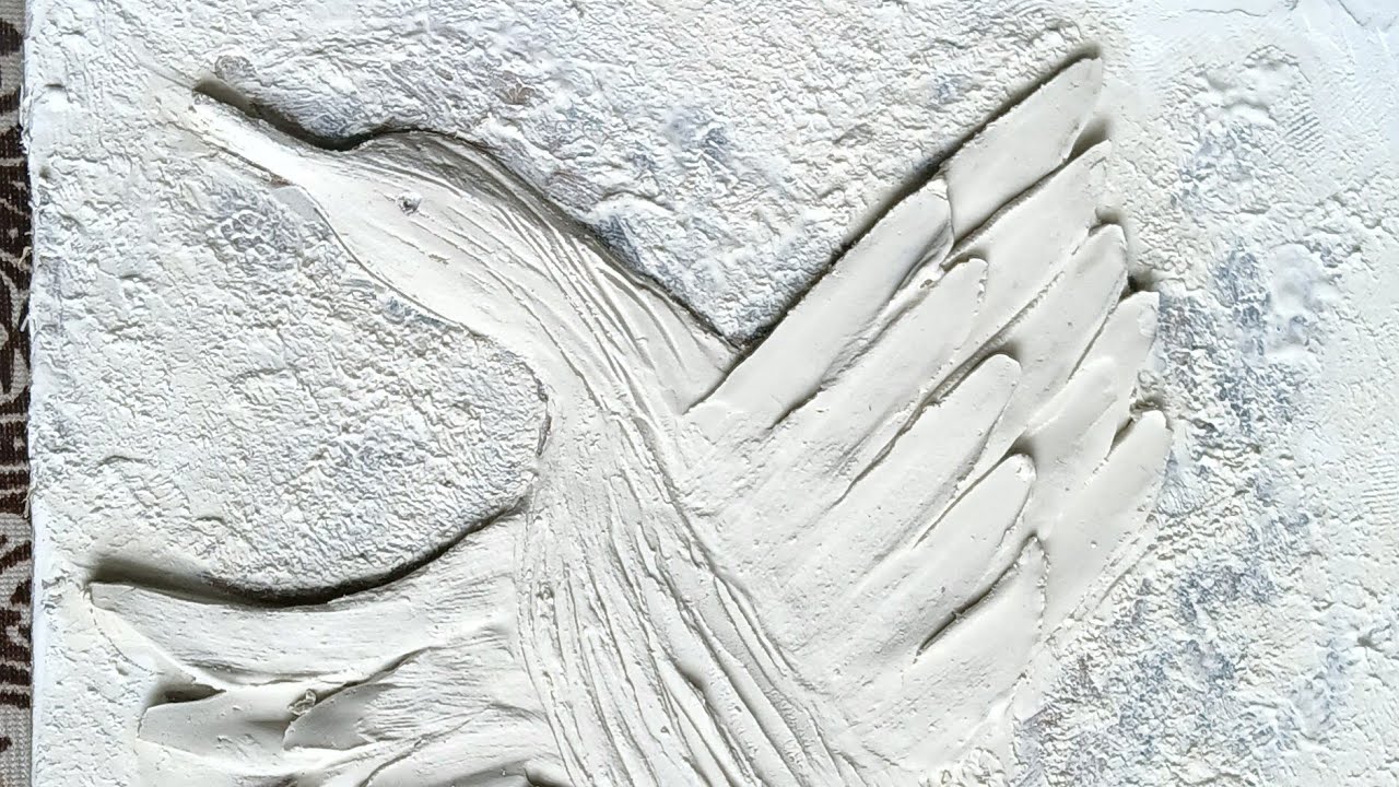 Textured bird art step by step ll 3D bird plaster art/painting ...