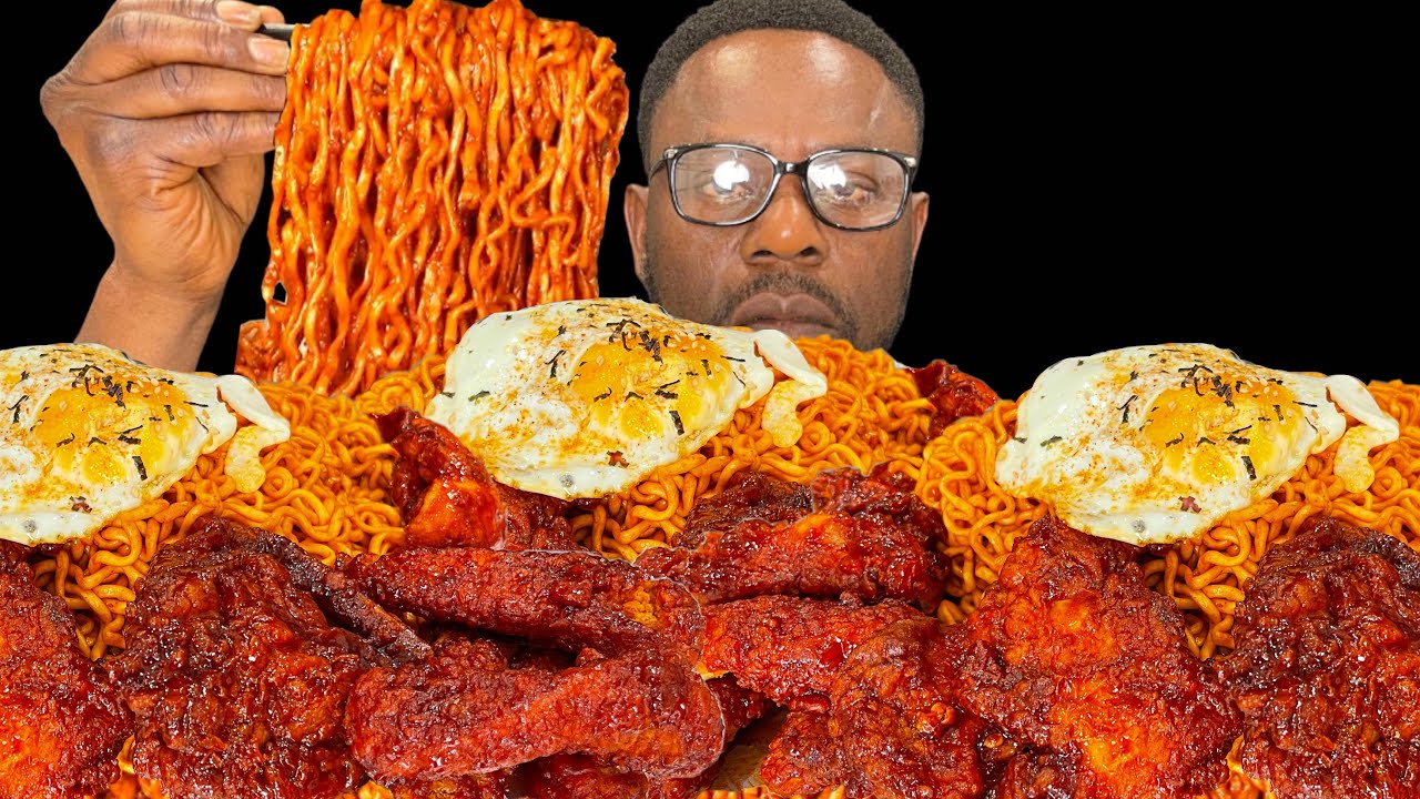 THE SPICIEST NUCLEAR FIRE NOODLES CHALLENGE & 2X SPICY CHICKEN MUKBANG ...