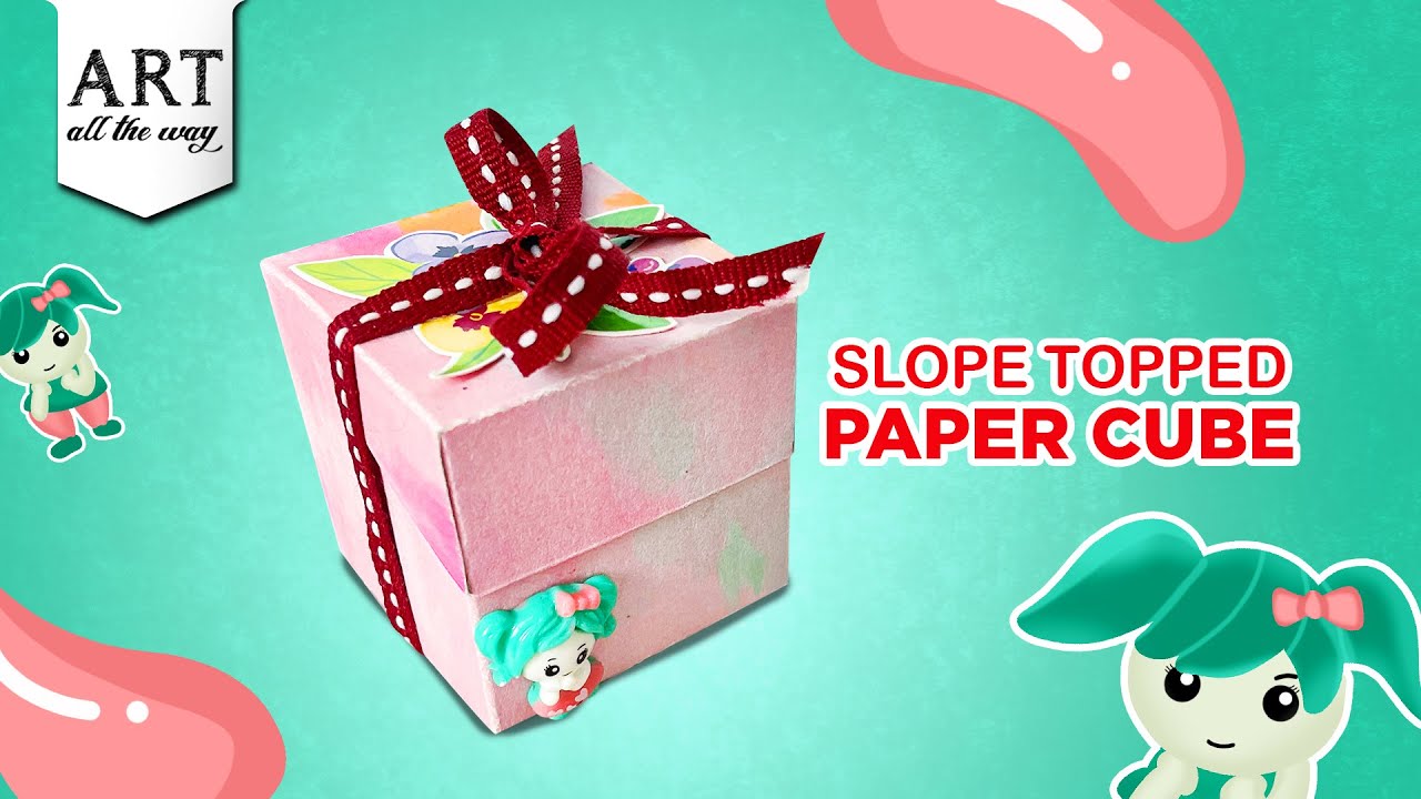 Origami Paper Cube Box | DIY Slope Topped Paper Cube | Gift box ...
