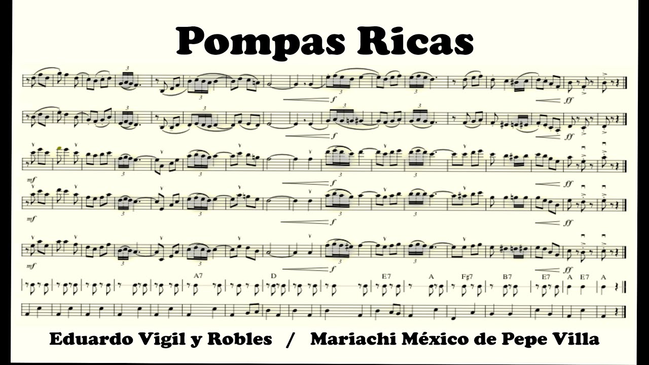 Pompas Ricas - Partitura - Versión: Pepe Villa - YouTube