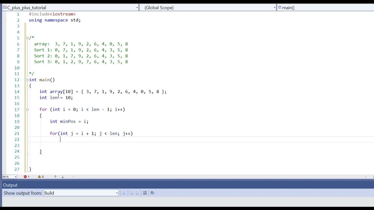 Selection Sort in C++ - YouTube