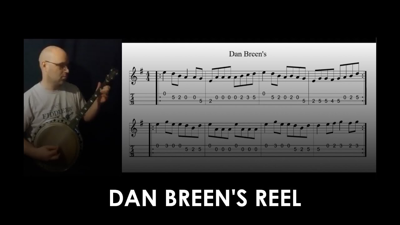 Dan Breen's Reel on Irish tenor banjo, slower then faster, with notes ...