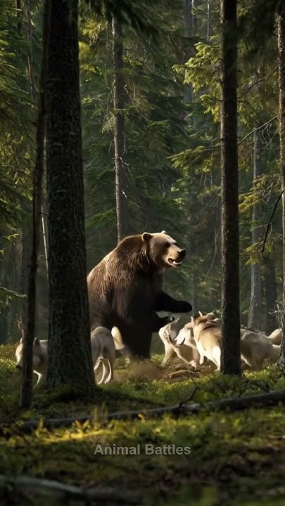 Grizzly Bear vs Wolf Pack: Forest Frenzy - YouTube