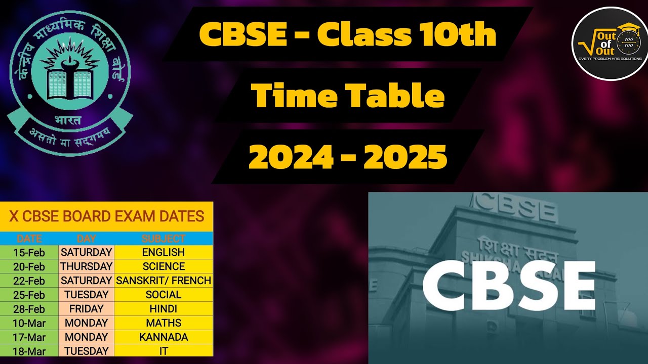 CLASS 10th / FINAL TIME TABLE / CBSE RELEASE / 2024-2025 / CHECK IT NOW ...