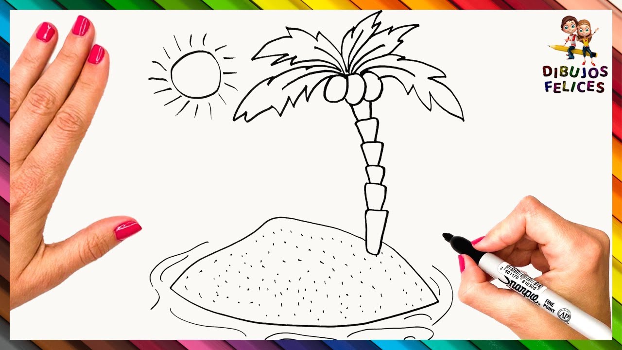 Cómo Dibujar Una Isla Paso A Paso 🏝️ Dibujo De Isla - YouTube