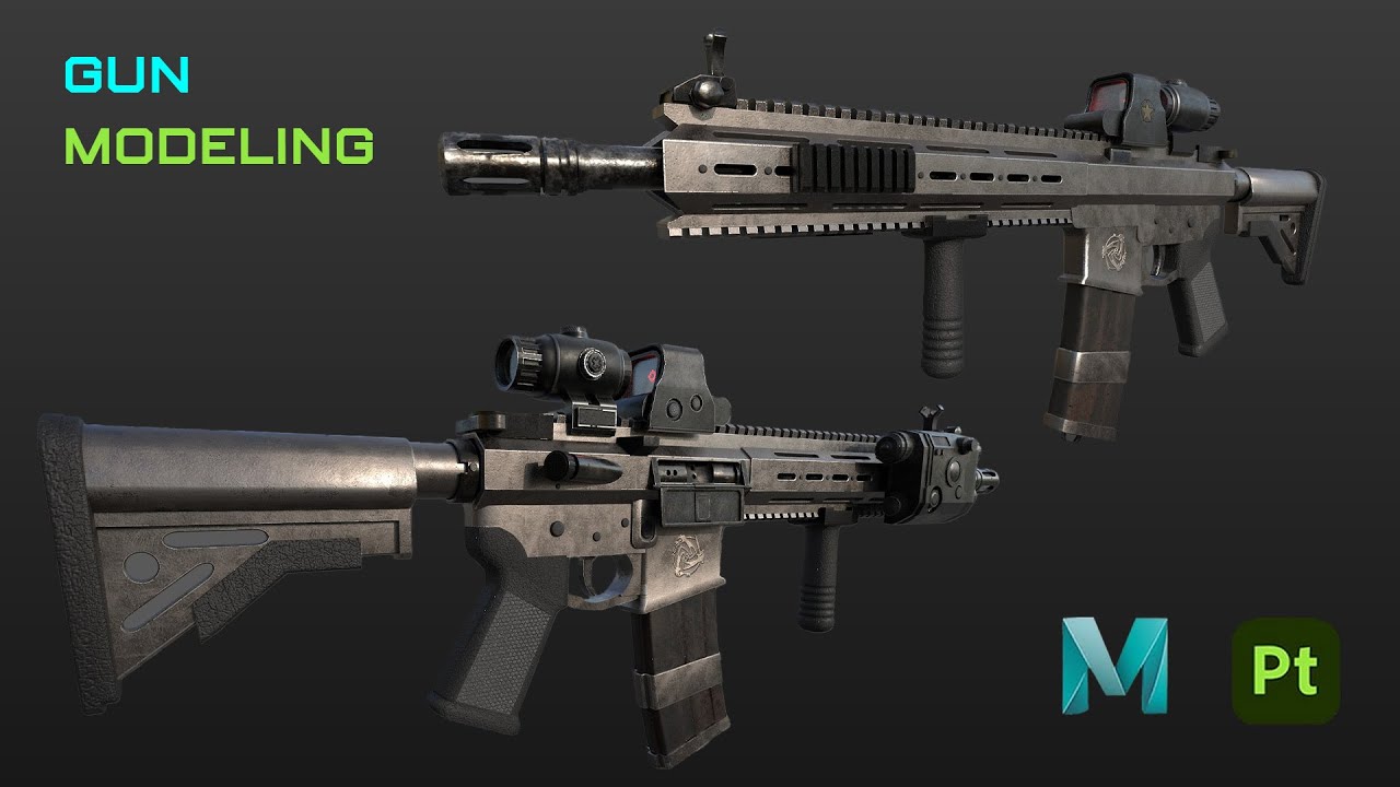 Gun Modeling | Autodesk Maya + Substance 3D Painter - YouTube