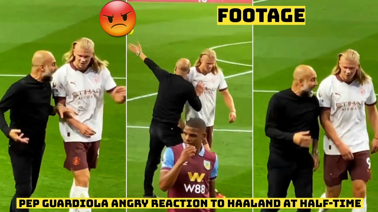 😡 Pep Guardiola Angry Reaction to Erling Haaland at half-time during ...