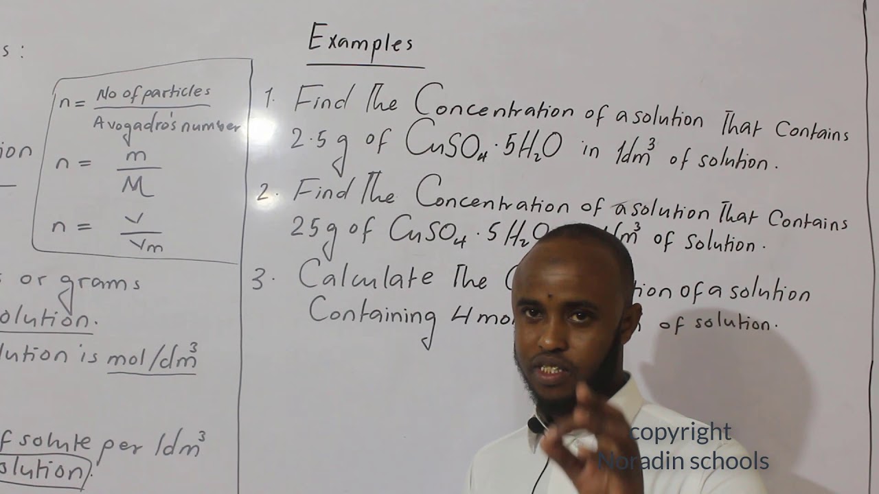 FORM 2 / CHEMISTRY /CHAPTER 5: MOLES / LECTURER: YOUSUF ALI AIDID - YouTube