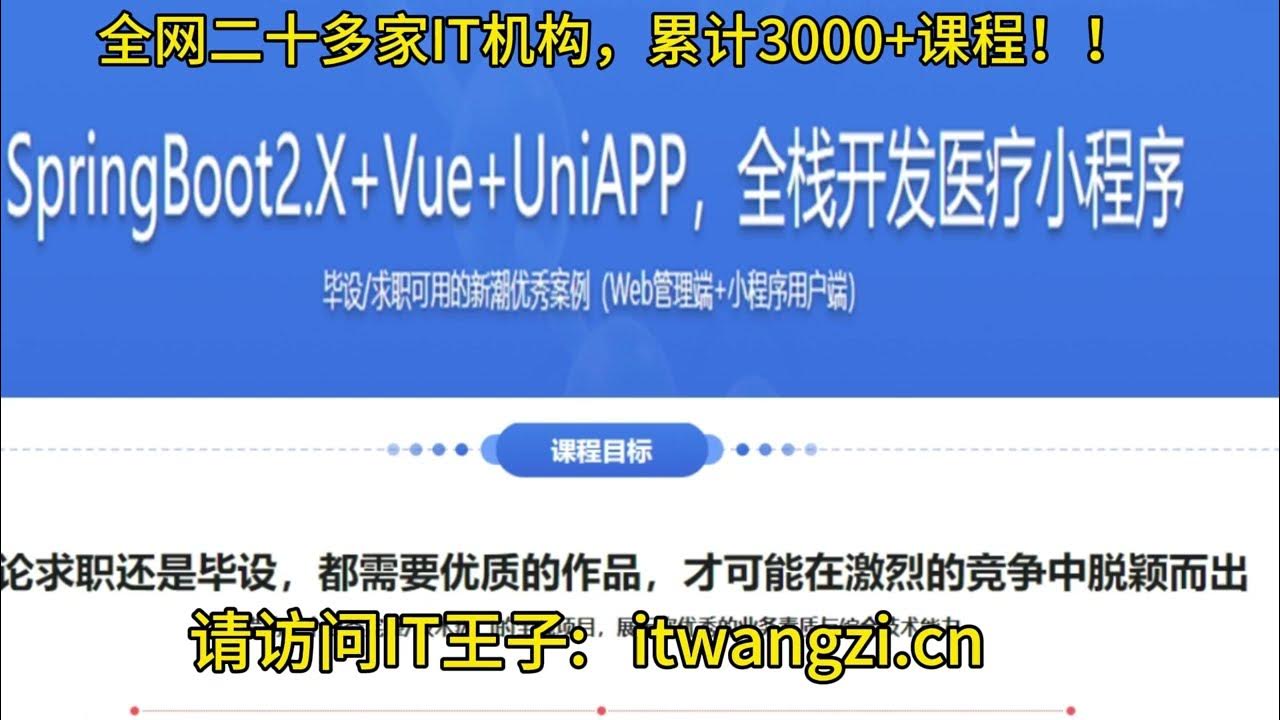 SpringBoot2.X+Vue+UniAPP，全栈开发医疗小程序无密分享 - YouTube