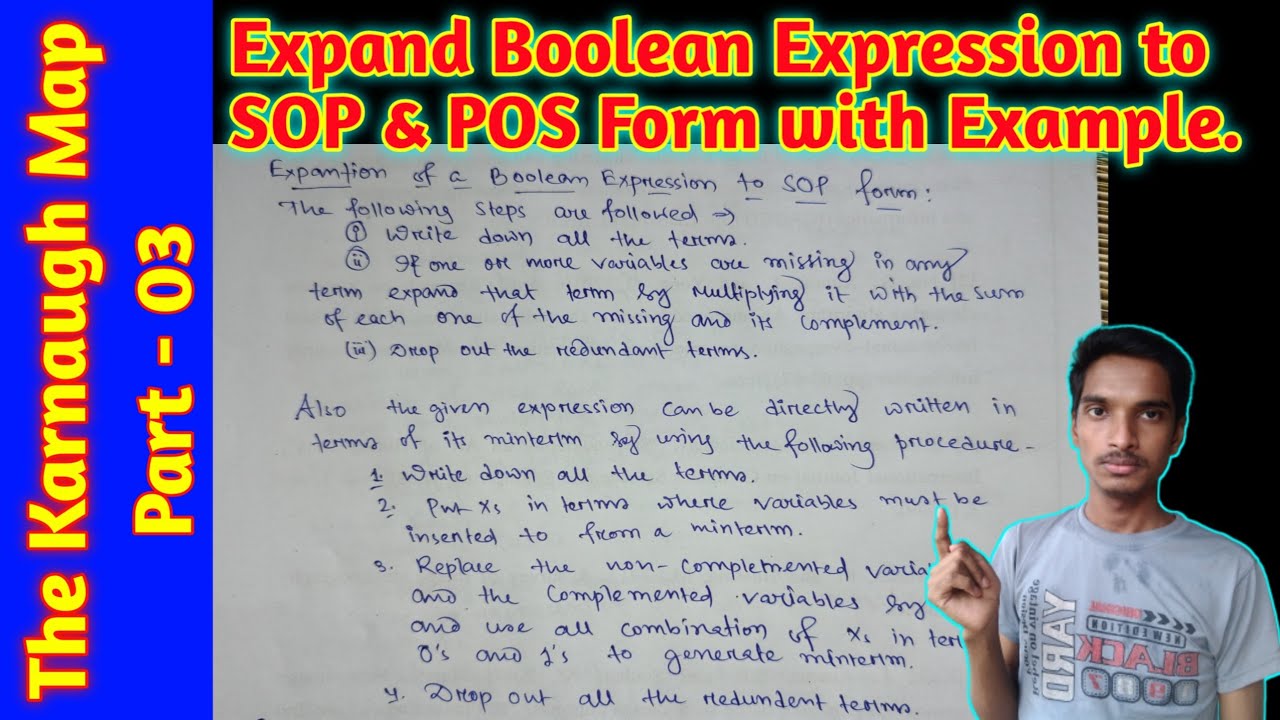 Converting Boolean Expressions Into Standard Form Sum Of Products Sop Form Minterm