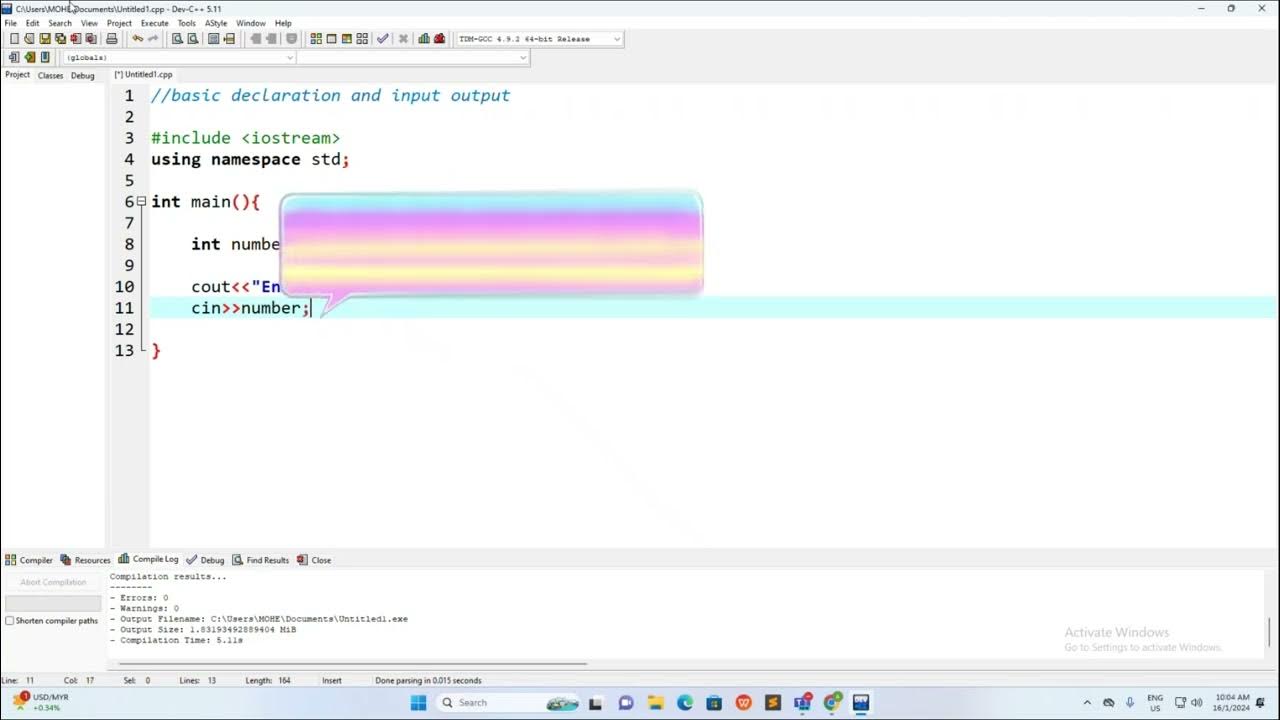 C++ Programming for Beginners: Variable Declaration with Input/Output (Chapter 1.2) - YouTube