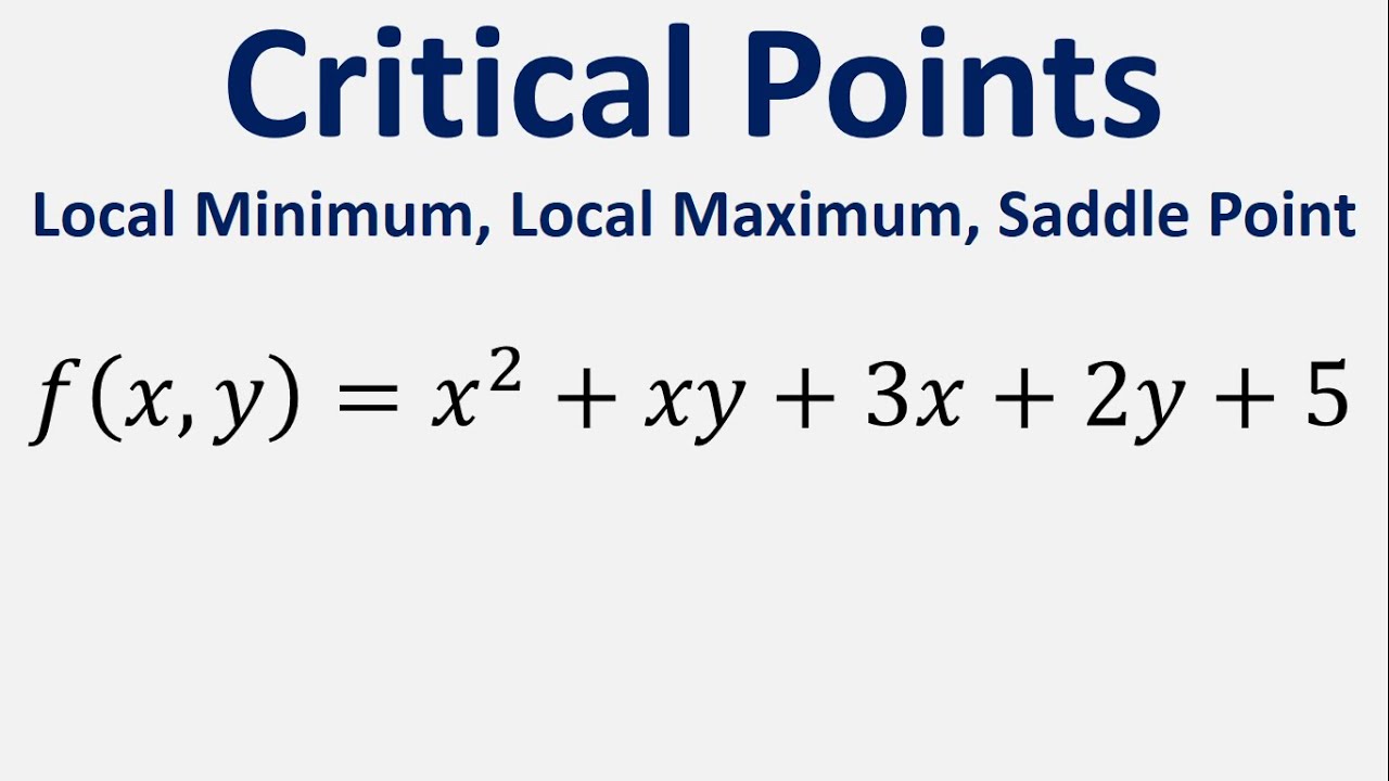Find The Critical Point Of The Function F x y X 2 Xy 3x 2y 5