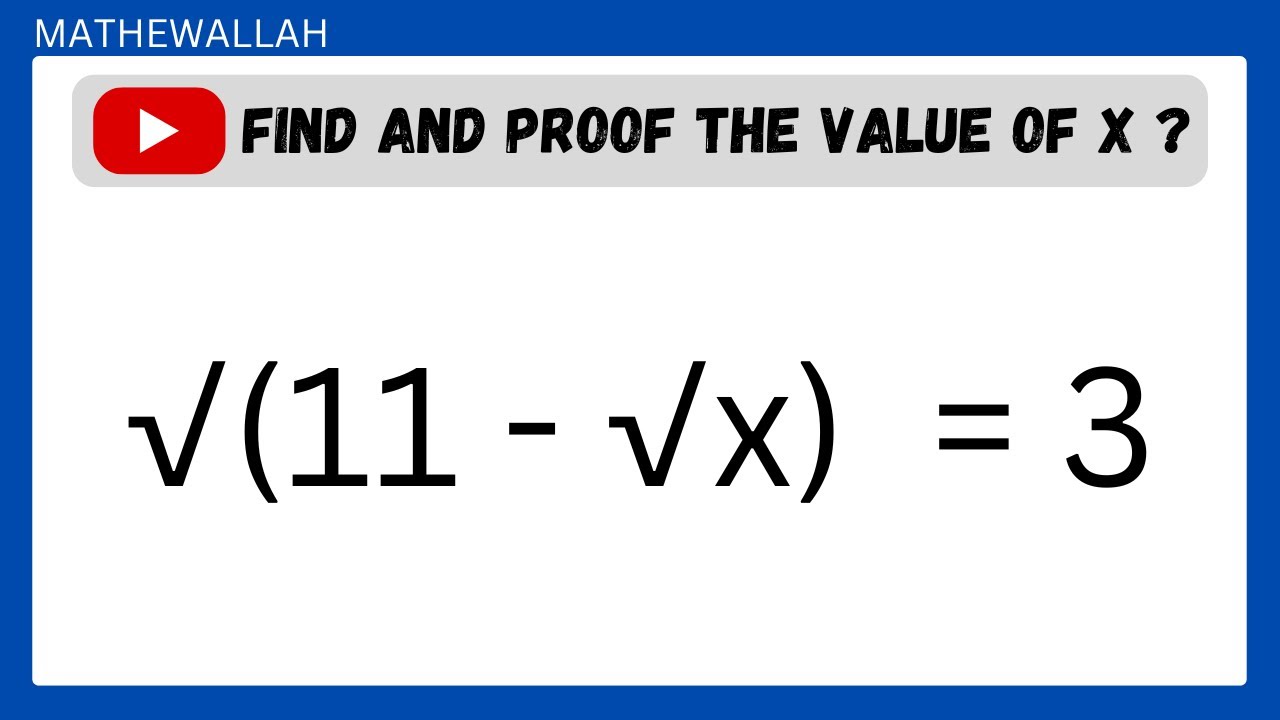 Square Root and Whole Square Root | Find The Value of x | Double Square ...