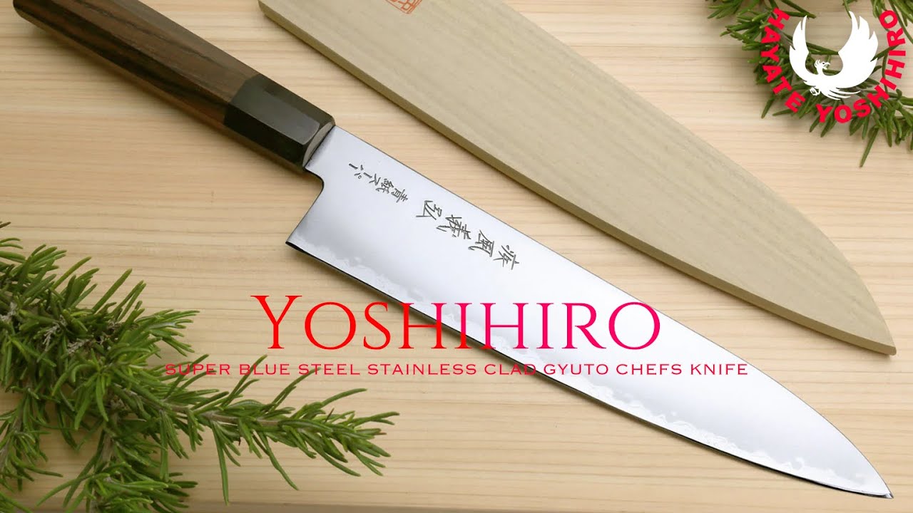 Yoshihiro Super Blue Steel Stainless Clad Gyuto Chefs Knife With ...