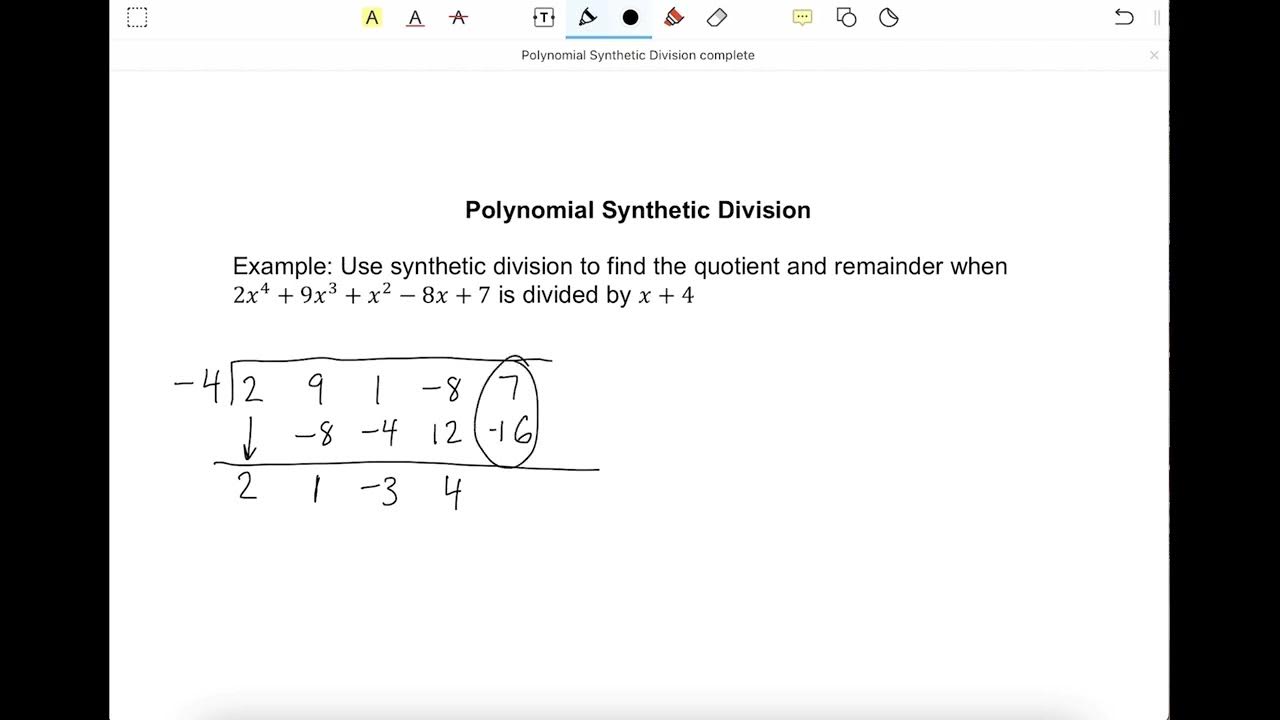 Polynomial Synthetic Division - YouTube