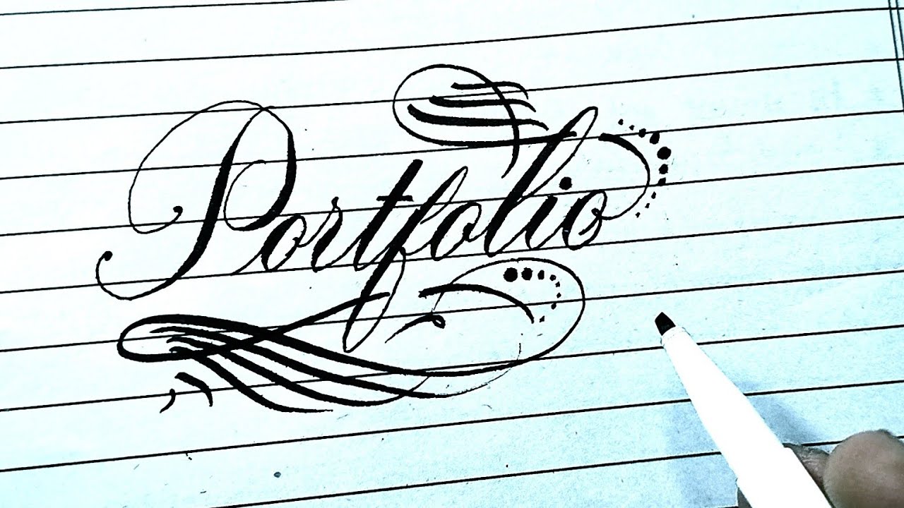 How to write Portfolio in beautiful and stylish calligraphy using black ...