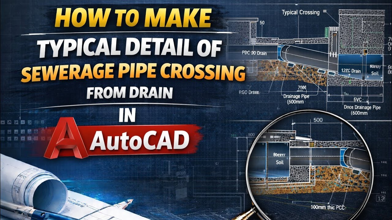 How to make Typical Detail of Sewerage Pipe Crossing From Drain in ...