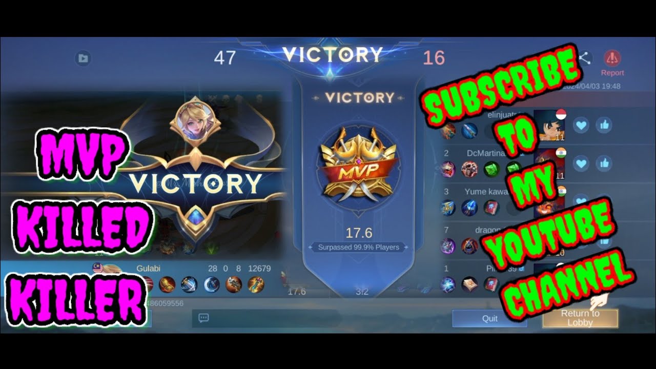 MOBILE LEGEND || CLASIC MODE || MVP RANK - YouTube