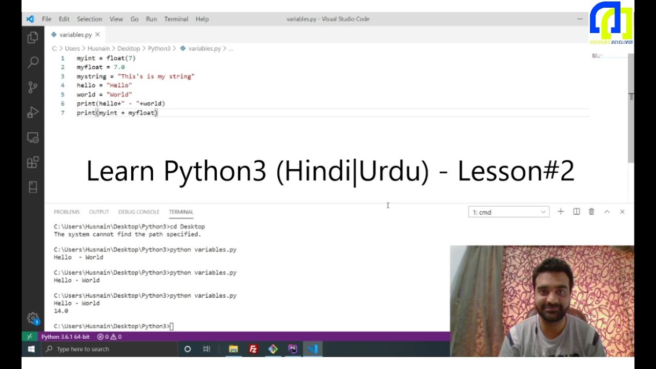 Variables in python3 - Python Tutorial 2 | Discipline Developer - YouTube