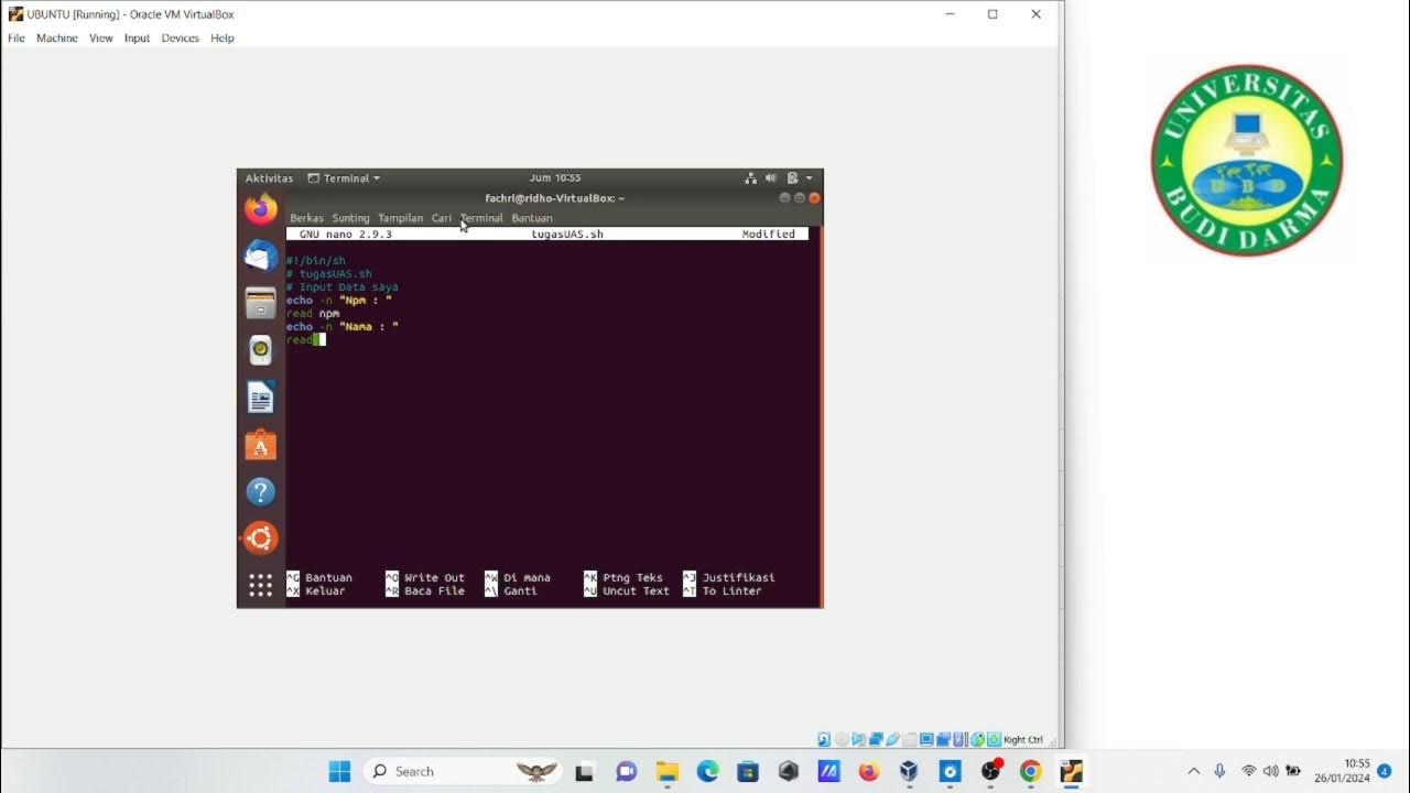 Pemrograman Shell tentang penginputan data menggunakan Linux Ubuntu - YouTube