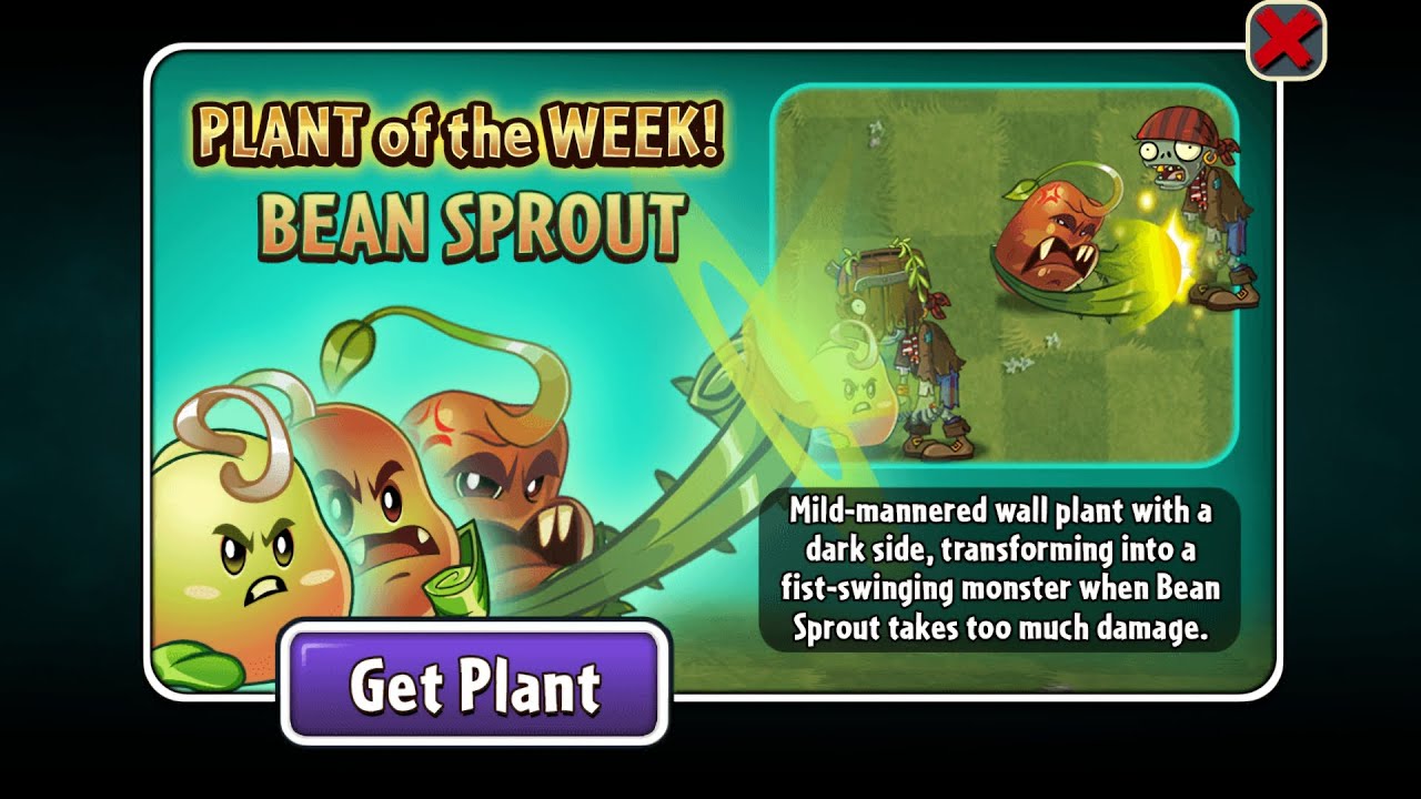 PvZ2 (Plant of the week (Bean Sprout)...lvl. 2)! 💥 - YouTube