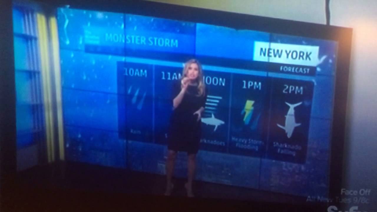 Sharknado 2 The Second One clip - absurd weather lady forecast 2 inches ...