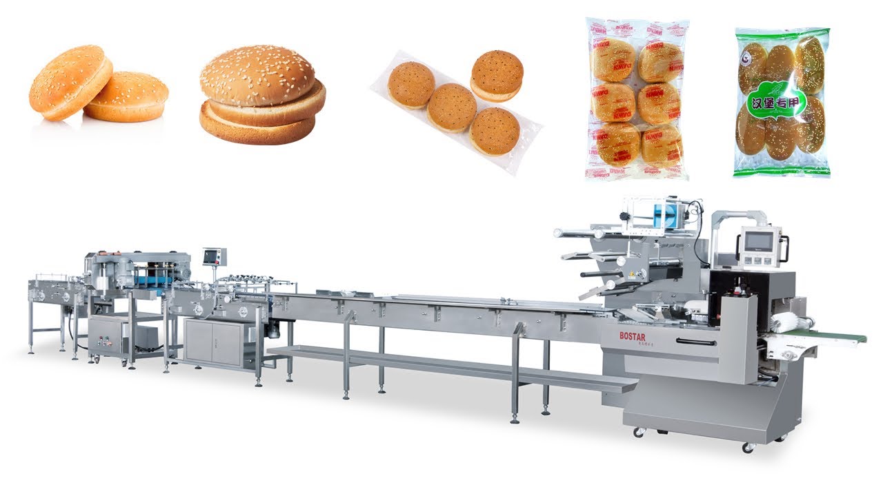 Hamburger Buns packing machine Automatic Bakery Food Bread Horizontal ...