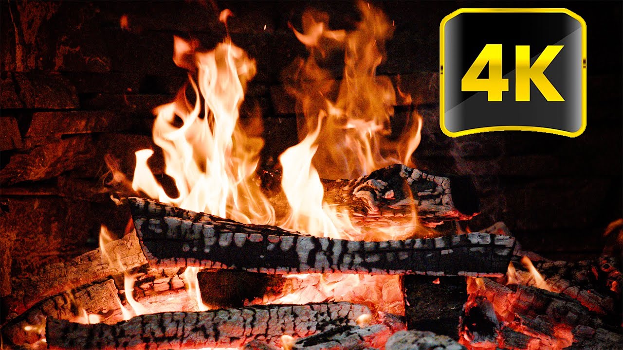 Wonderful Fireplace Burning 4K UHD (3 Hours) 🔥 Virtual Fireplace 4K ...
