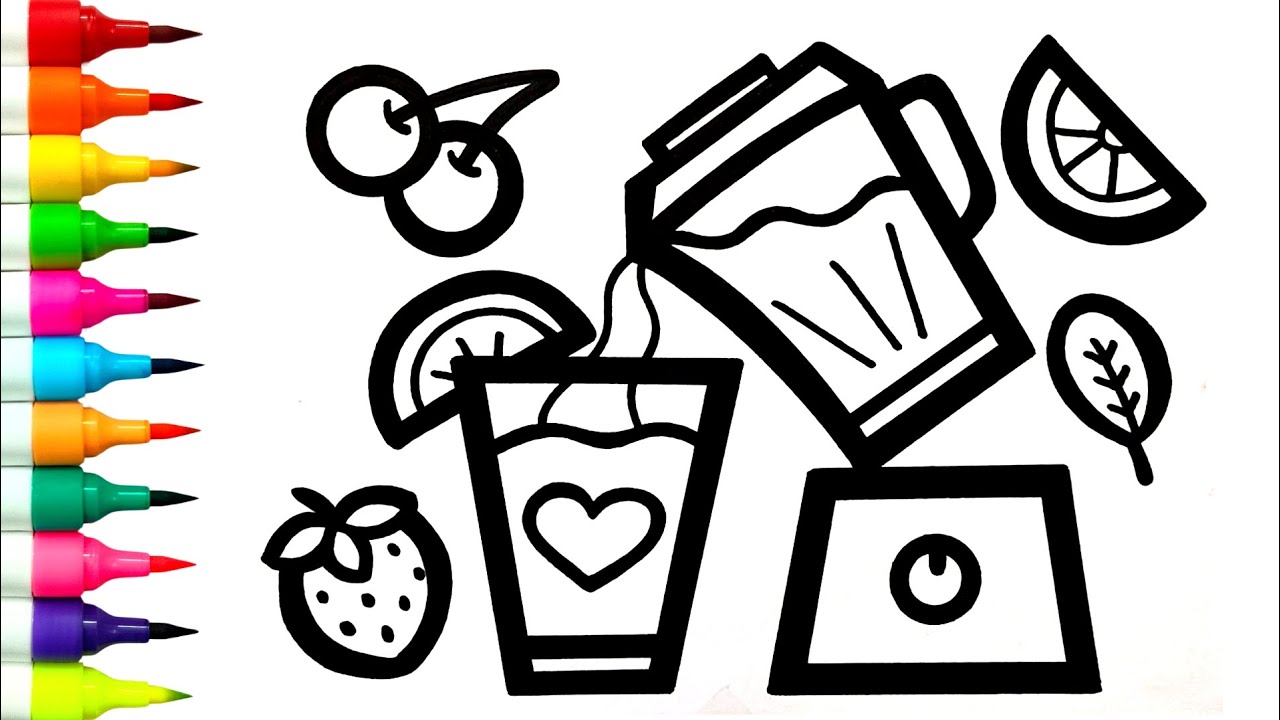 Smoothie Maker Drawing || How To Draw A Fruit Juice Making || Draw ...