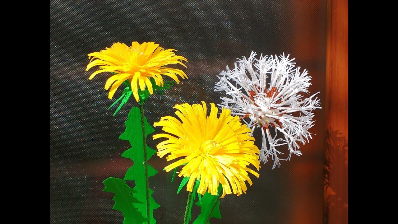 How to make Crepe paper Flowers Dandelion / Taraxacum (flower # 239 ...