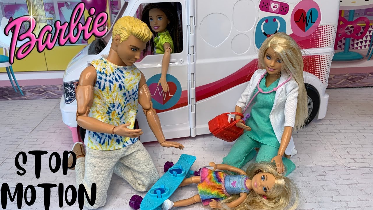 Barbie Chelsea Skateboard Accident and Barbie Ambulance Rescue (Barbie ...
