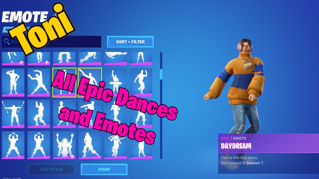 Fortnite Toni Skin w/ All Epic Emotes and Dances - YouTube