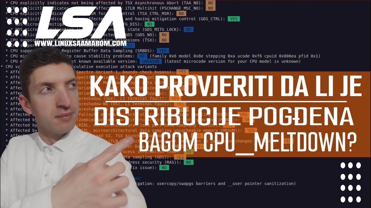 Kako provjeriti da li je Linux distribucija pogođena bagom CPUMeltdown? - YouTube