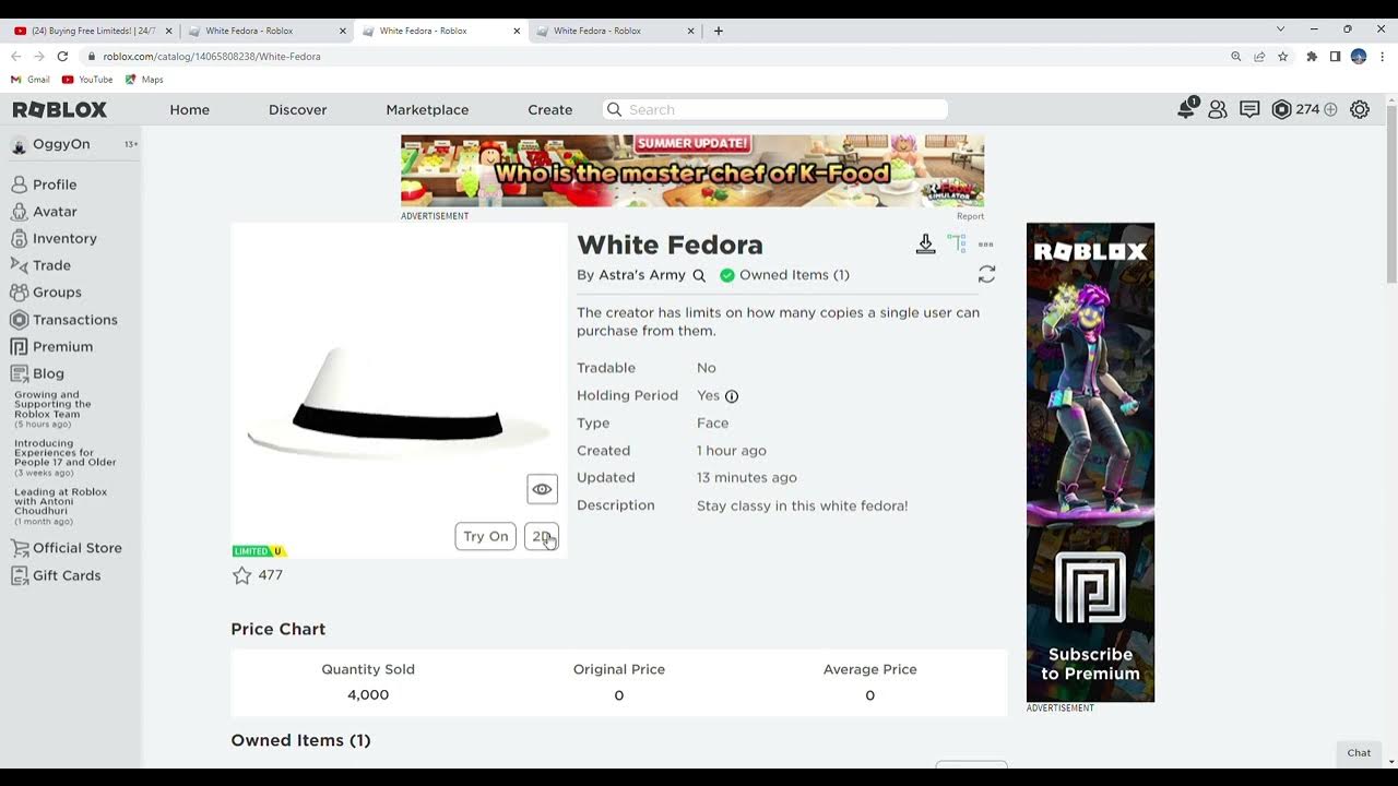 Sniping White Fedora! (Roblox Limited UGC) - YouTube