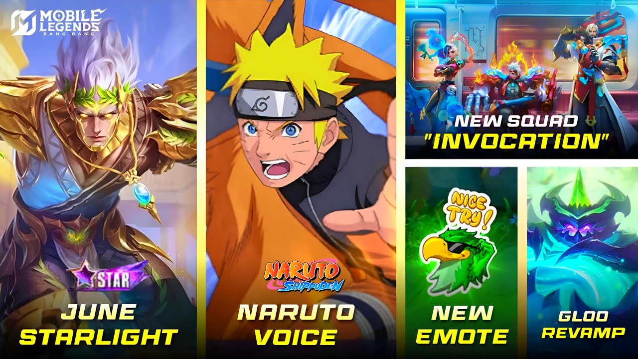 MLBB BIG UPDATE - NEW SKIN SERIES - NARUTO, SAKURA, SASUKE VOICE - JUNE ...