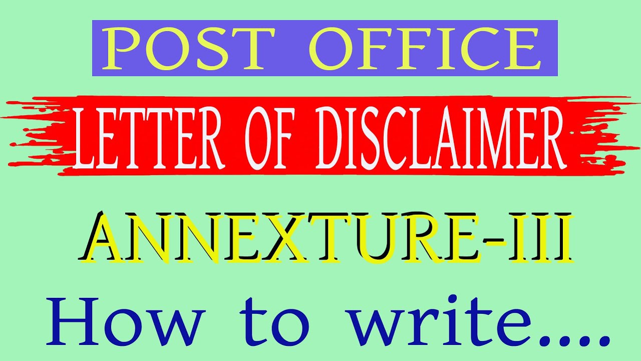 Post office LETTER OF DISCLAIMER How to write ............... - YouTube