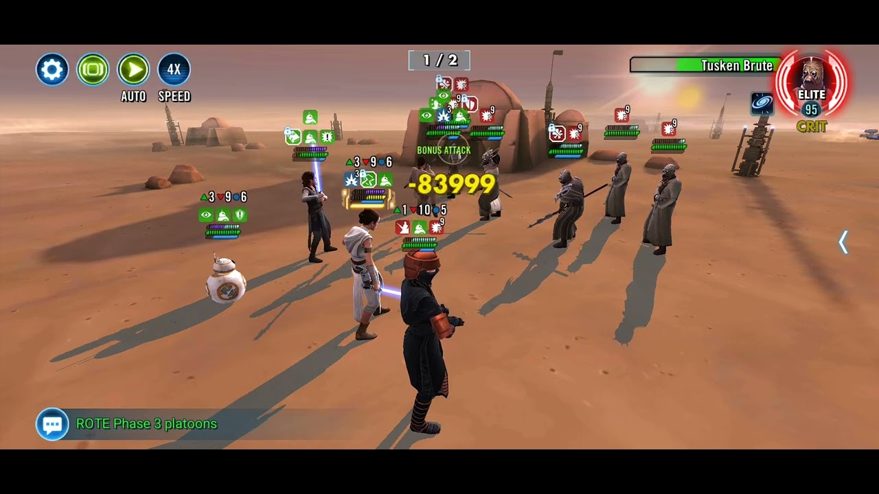SWGOH ROTE Mixed P3 Fennec mission auto with Rey - YouTube